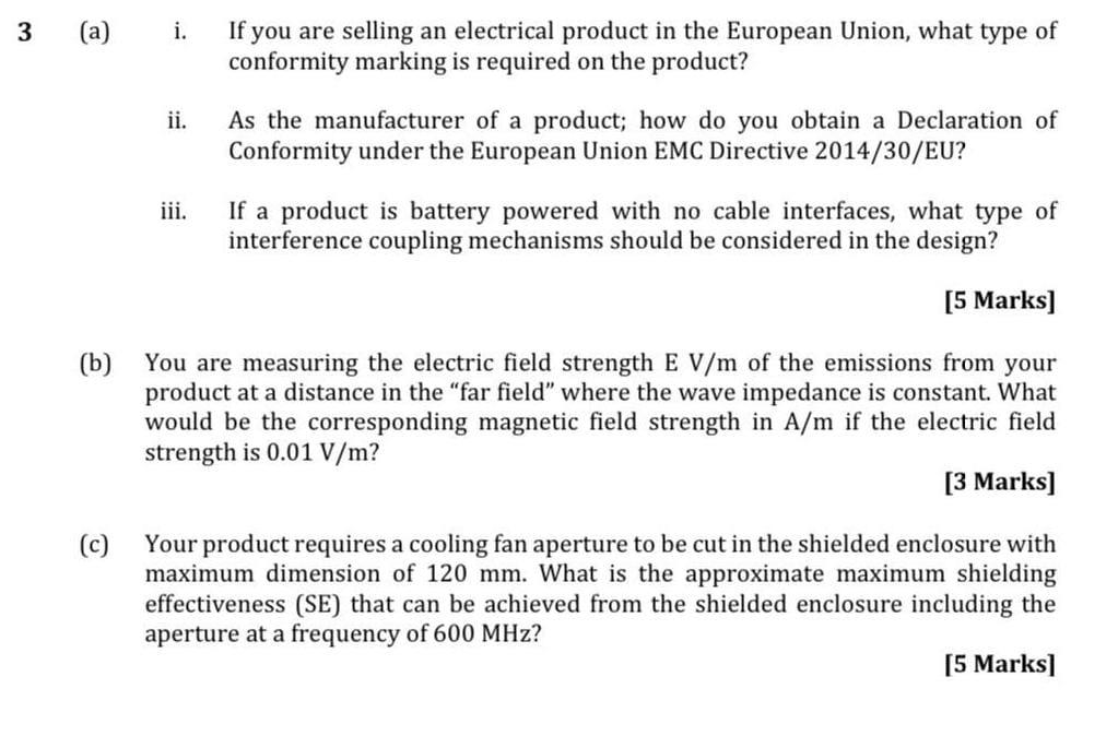 Solved 3 (a) i. If you are selling an electrical product in | Chegg.com
