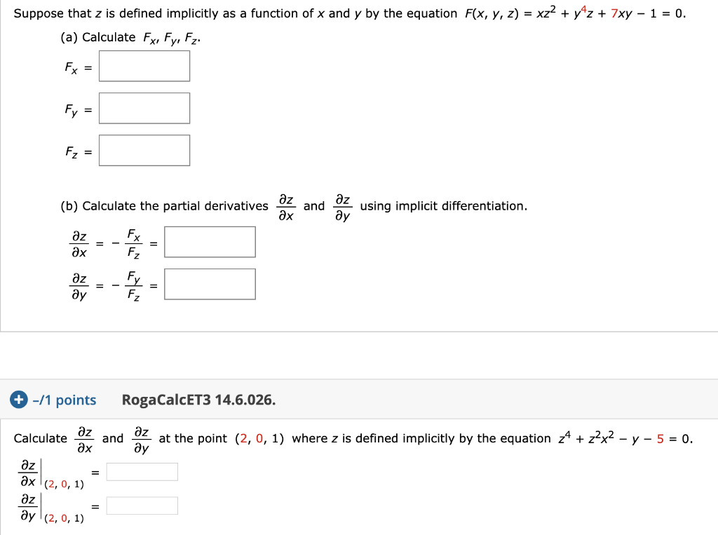 Solved Suppose That Z Is Defined Implicitly As A Function Of