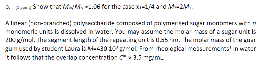 Solved a. [1 point] Show that the (poly)dispersity index of | Chegg.com
