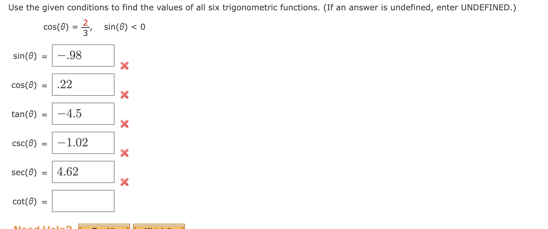 Solved Use the given conditions to find the values of all | Chegg.com