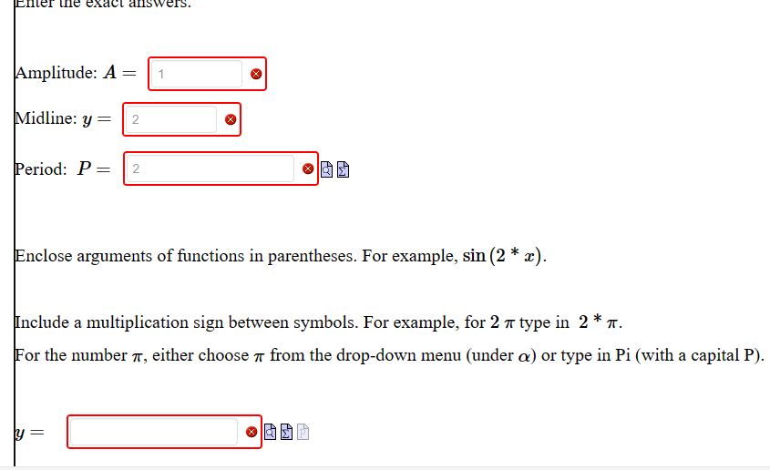 Solved Determine the amplitude, midline, period, and an | Chegg.com