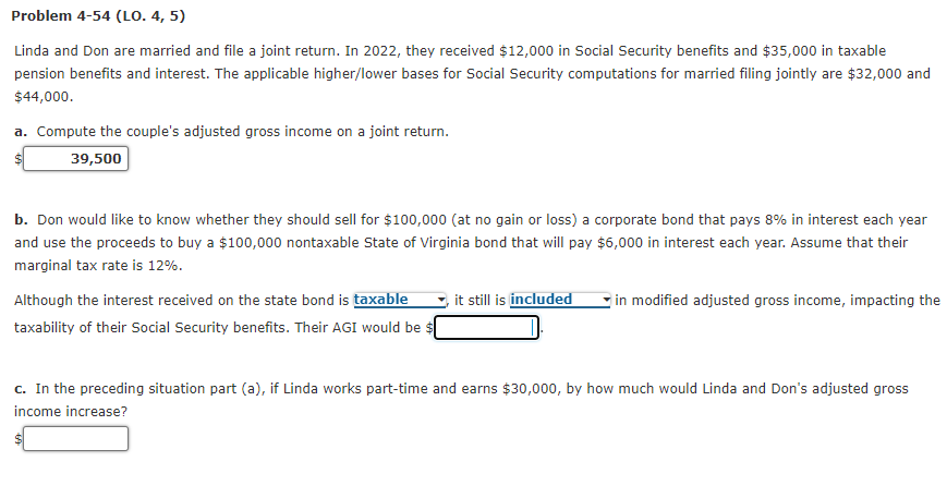 Solved Linda and Don are married and file a joint return. In | Chegg.com