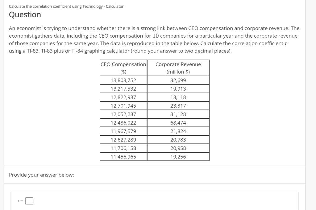 Solved Calculate the correlation coefficient using | Chegg.com