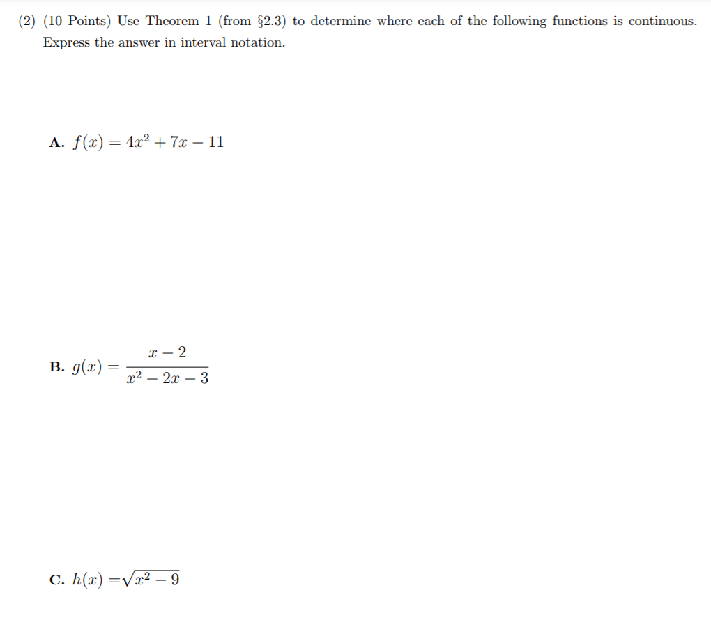 Solved THEOREM 1 Continuity Properties of Some Specific | Chegg.com
