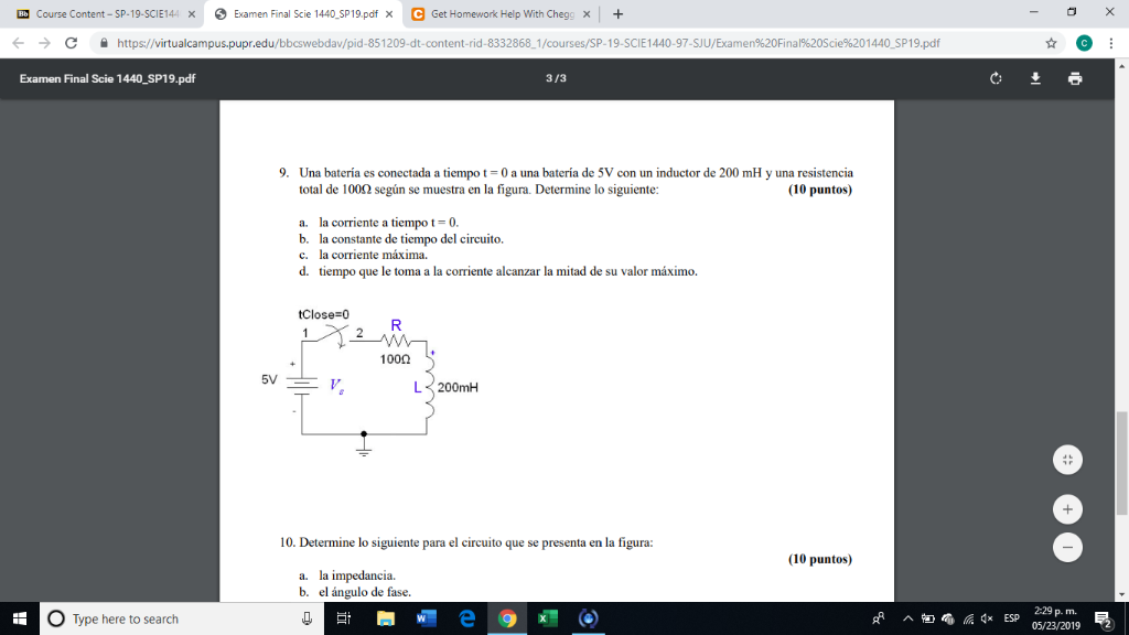 Solved Physics 2 its in spanish | Chegg.com