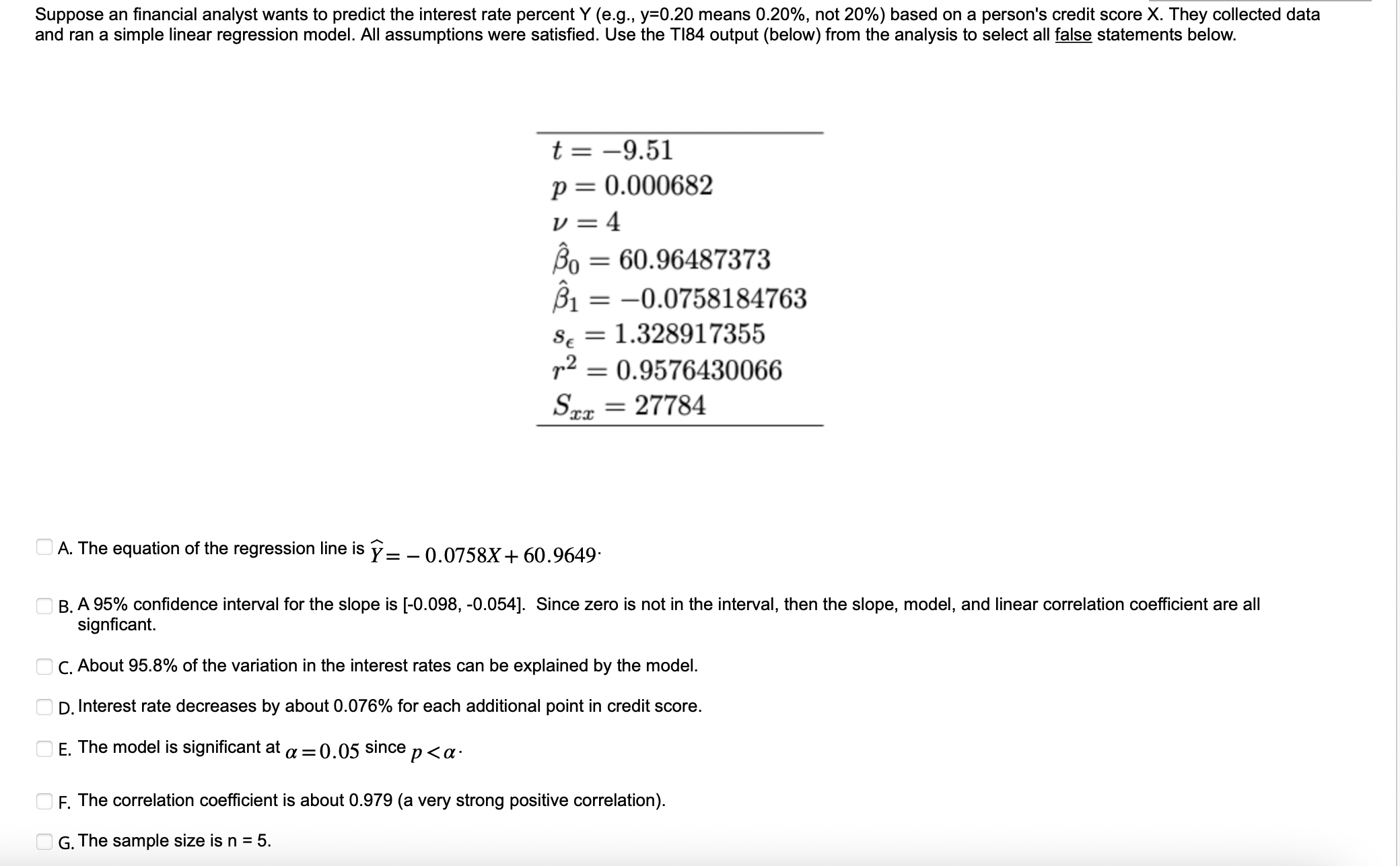 Solved Which Of The Following Are True About Simple Linear 