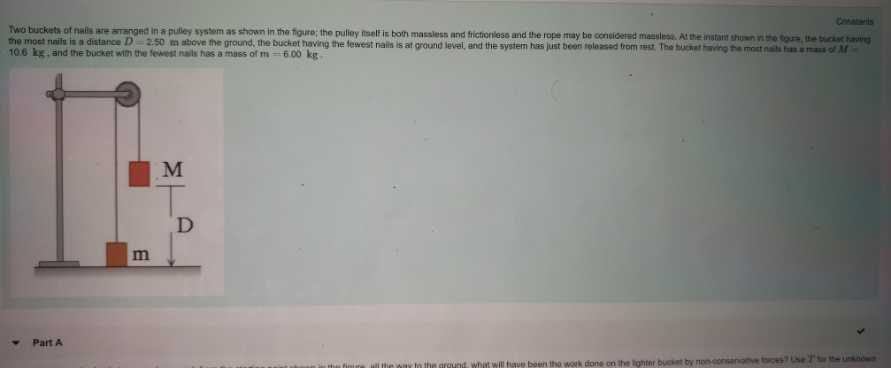 Solved Two buckets of nails are arranged in a pulley system | Chegg.com