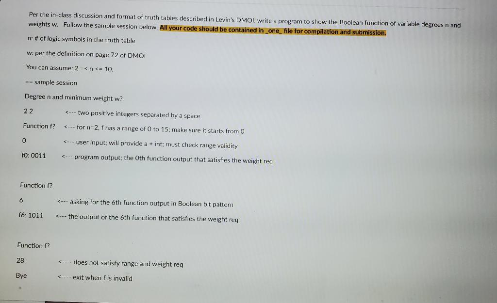 Solved Per the in-class discussion and format of truth | Chegg.com