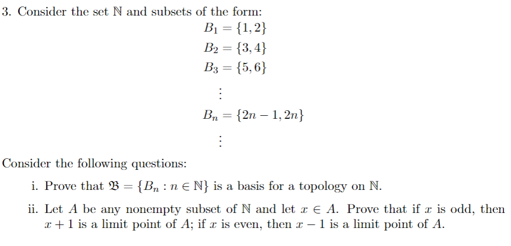 [Solved]: 3. Consider the set ( mathbb{N} ) and subsets