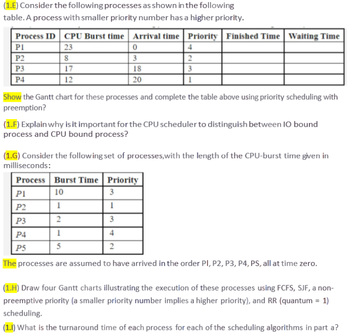Solved (1.E) Consider the following processes as shown in | Chegg.com