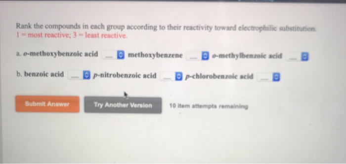 Solved Rank the compounds in each group according to their | Chegg.com