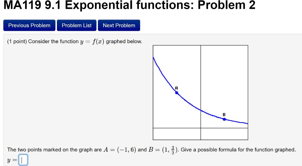 Solved MA119 9.1 Exponential functions: Problem 2 Previous | Chegg.com