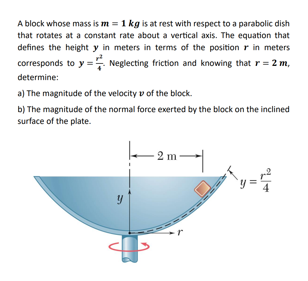 Solved A block whose mass is m=1kg is at rest with respect | Chegg.com