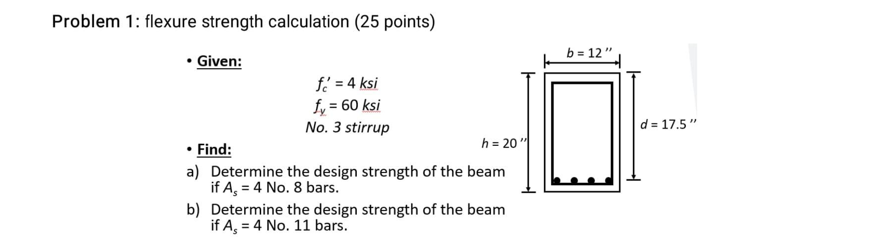 Solved Problem 1: flexure strength calculation (25 points) - | Chegg.com