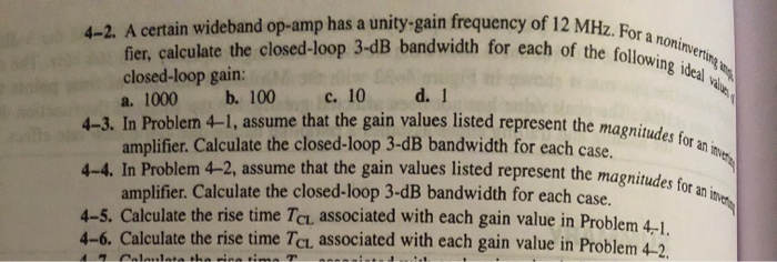 Solved fier, calculate the closed-loop 3-dB bandwidth for | Chegg.com