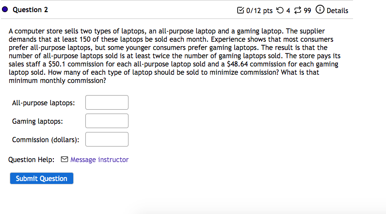 Solved A computer store sells two types of laptops, an | Chegg.com