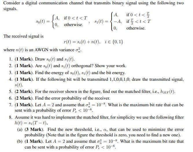 Solved Consider a digital communication channel that | Chegg.com