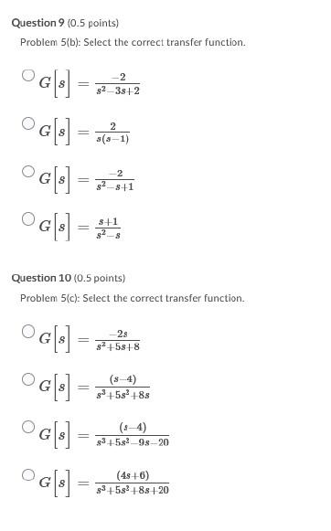 Solved 5. For the following systems, find the transfer | Chegg.com