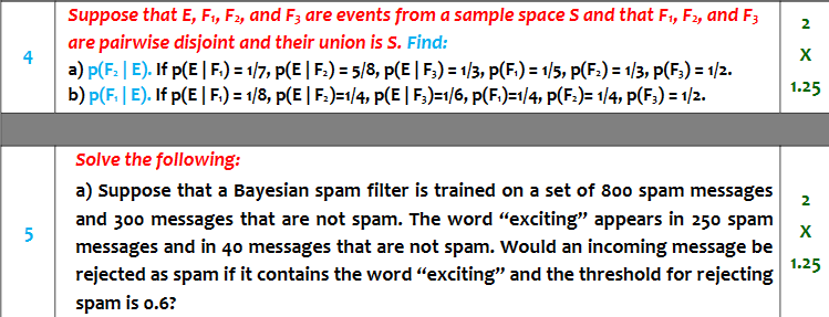 Solved Suppose that E,F1,F2, and F3 are events from a sample | Chegg.com