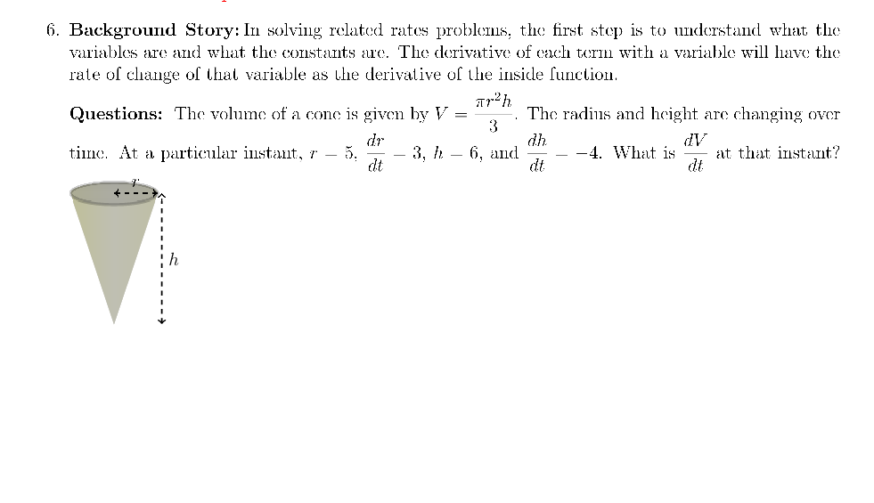 Solved 6. Background Story: In solving related rates | Chegg.com
