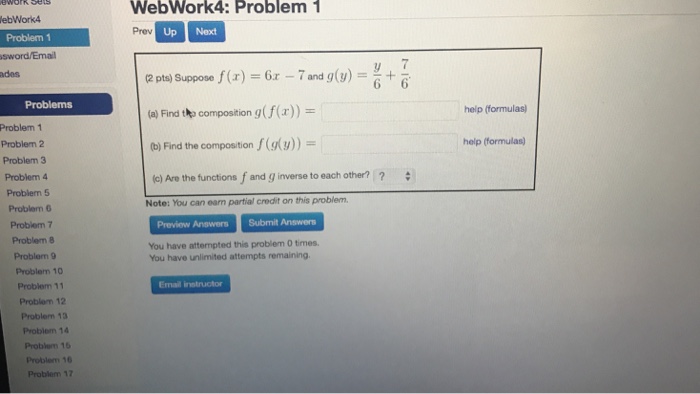 Solved Webwork4 Problem 1 Prev Up Next Problem 1 0 2pts 