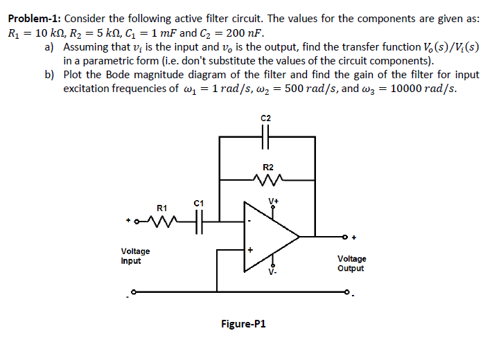 Solved Problem-1: Consider the following active filter | Chegg.com