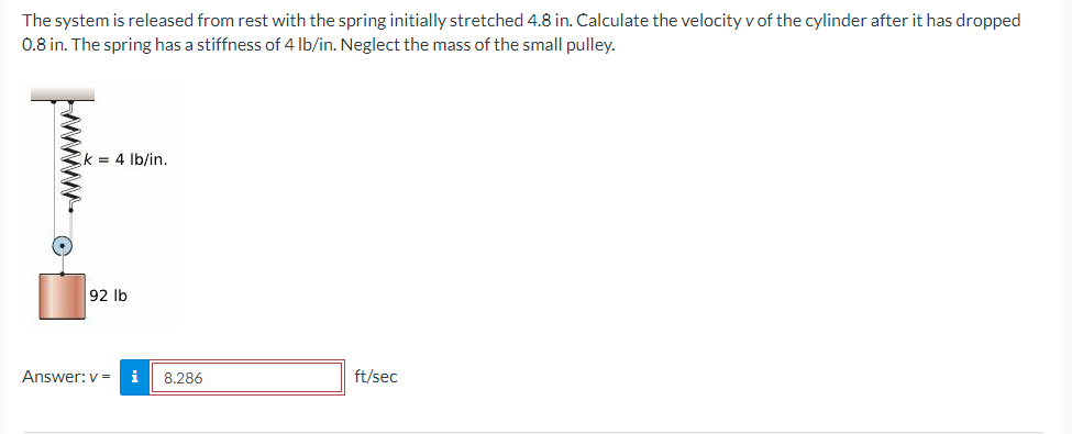 Solved The system is released from rest with the spring | Chegg.com