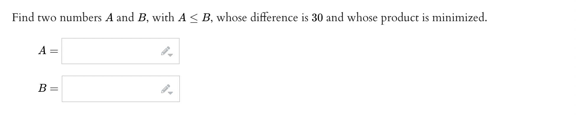 Solved Find two numbers A and B, with A≤B, whose difference | Chegg.com