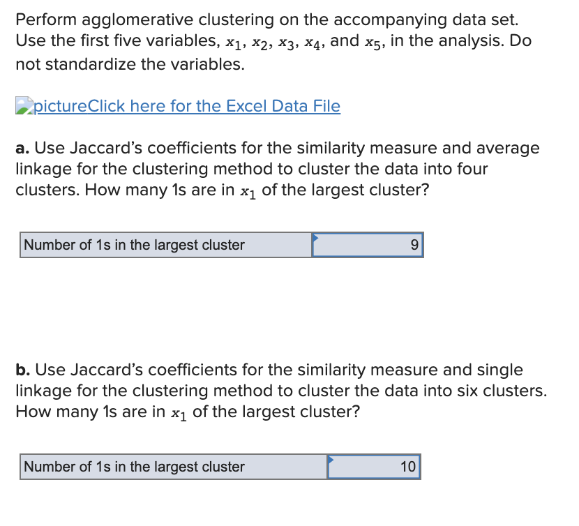 Perform agglomerative clustering on the accompanying | Chegg.com
