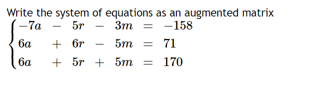 Solved Write the system of equations as an augmented | Chegg.com