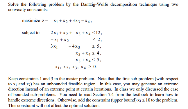 Solve the following problem by the Dantzig-Wolfe | Chegg.com