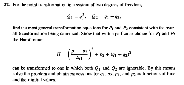 Solved 22. For the point transformation in a system of two | Chegg.com
