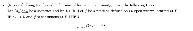 Solved 7. (5 points) Using the formal definitions of limits | Chegg.com