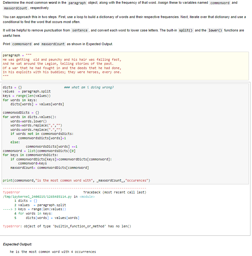 Solved Determine the most common word in the paragraph | Chegg.com