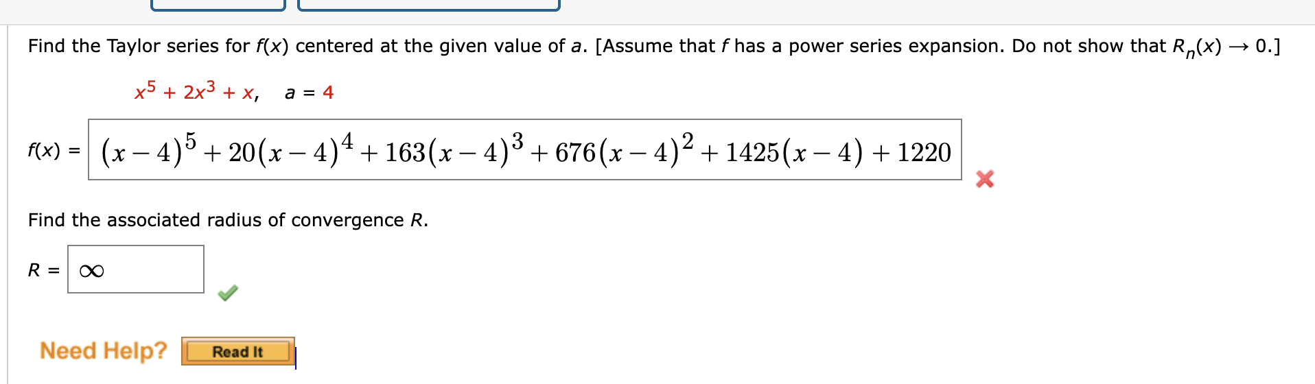 Solved Find The Taylor Series For F X Centered At The Given