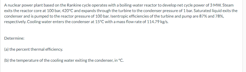 Solved A nuclear power plant based on the Rankine cycle | Chegg.com