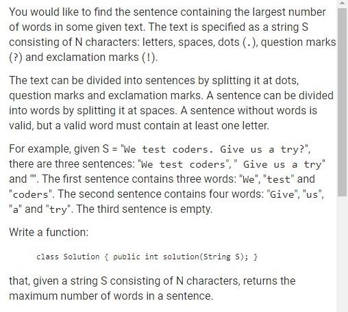 Solved You would like to find the sentence containing the | Chegg.com