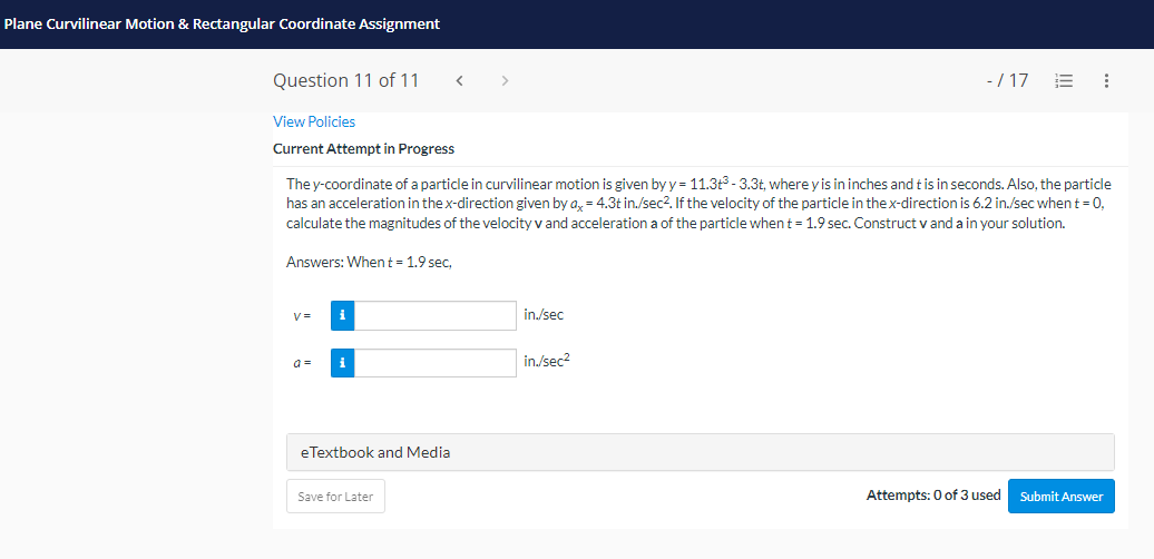 Solved Plane Curvilinear Motion & Rectangular Coordinate | Chegg.com