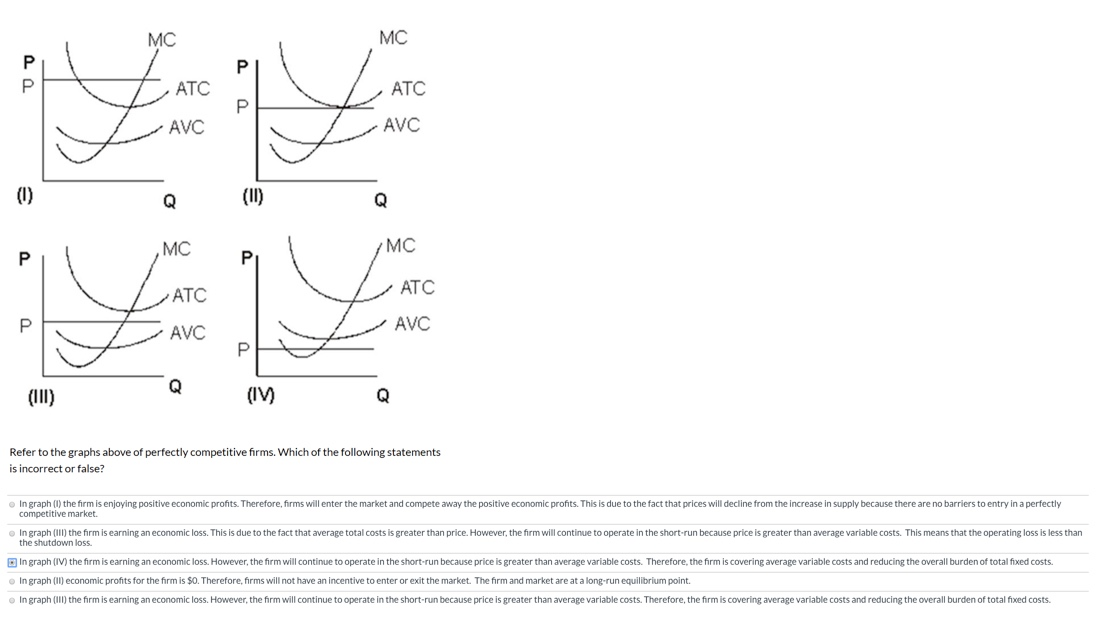 Solved MC 20 AT C AVC € MC ATC AVC (IV) Refer to the graphs | Chegg.com