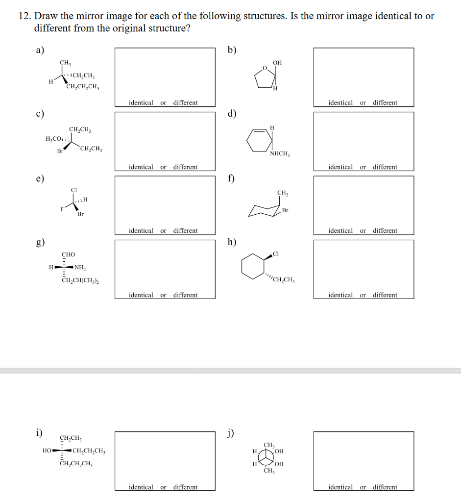 Solved 12. Draw the mirror image for each of the following | Chegg.com