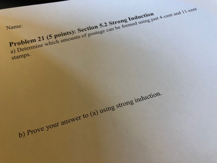 Solved Name: Problem 21 (5 p a) Determine which stamps | Chegg.com