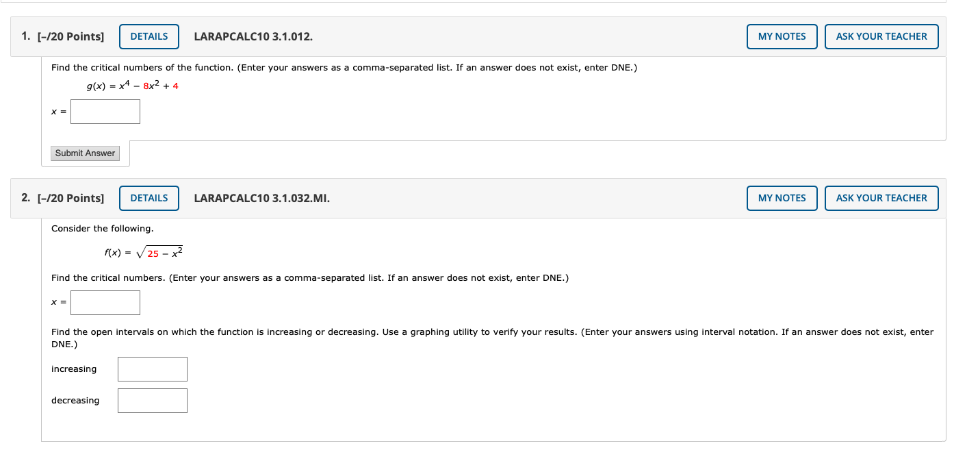 Solved 1. [-720 Points] DETAILS LARAPCALC10 3.1.012. MY | Chegg.com
