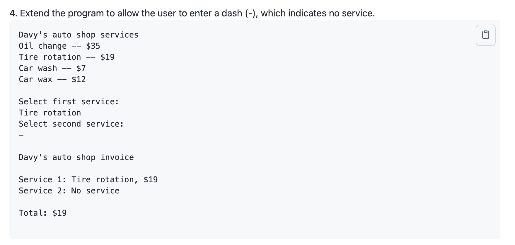 Solved Problem Description 1. Output a menu of automotive | Chegg.com