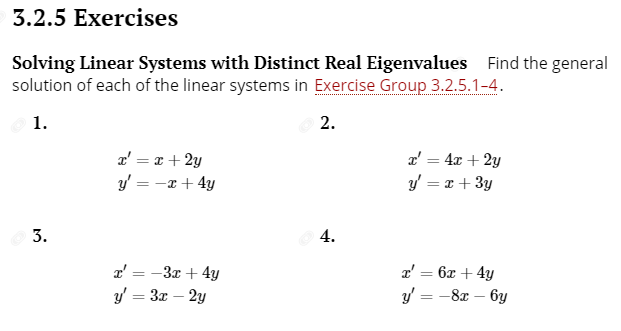 Solved 3.2.5 Exercises Solving Linear Systems with Distinct | Chegg.com
