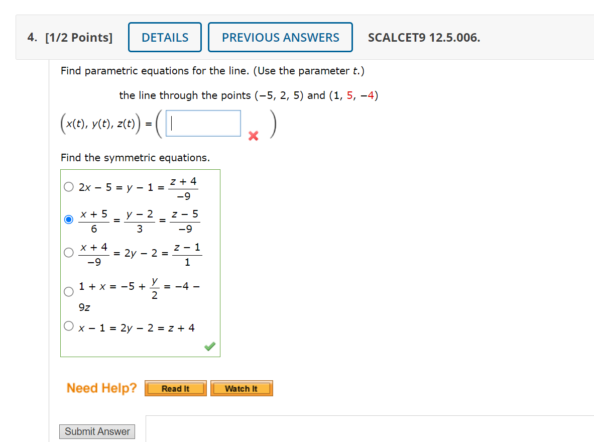 Solved (a) Find parametric equations for the line through | Chegg.com
