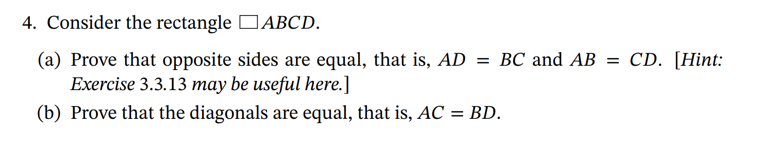 Solved 4. Consider the rectangle ABCD. (a) Prove that | Chegg.com
