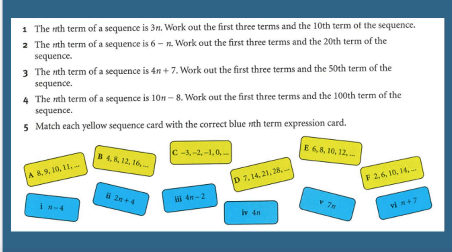 Solved 1 The nth term of a sequence is 3n. Work out the | Chegg.com