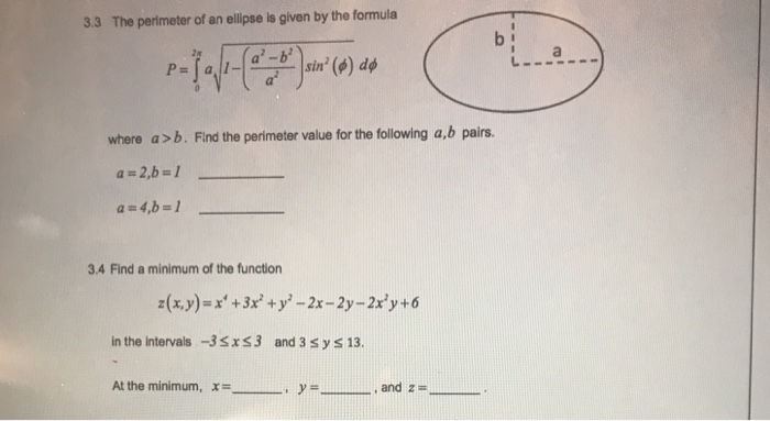 Solved 3.3 The perimeter of an ellipse is given by the | Chegg.com