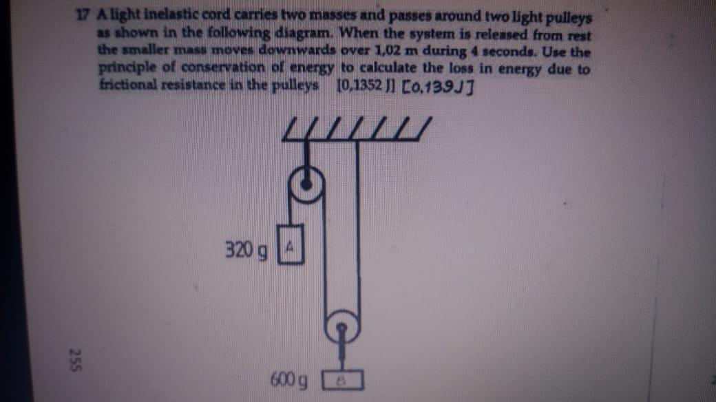 Solved 17 A light inelastic cord carries two masses and | Chegg.com