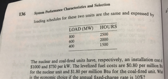 Solved of two proposed generating units (each 800 MW). These | Chegg.com